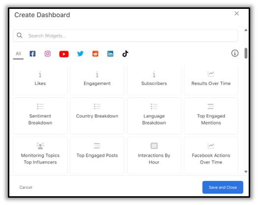 How to create a new social dashboard?